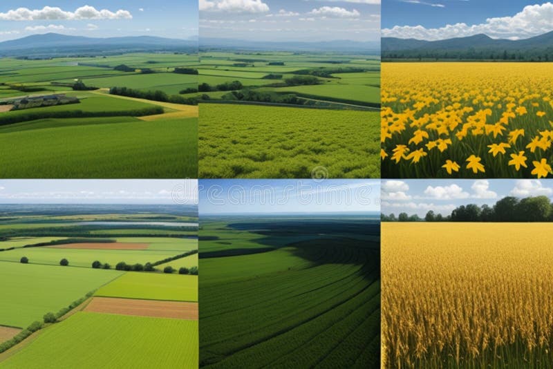 Panorama Background of Fields and Meadows in Different Seasons Ai ...