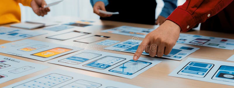 Panorama Banner of Startup Company Employee Planning on User Interface ...