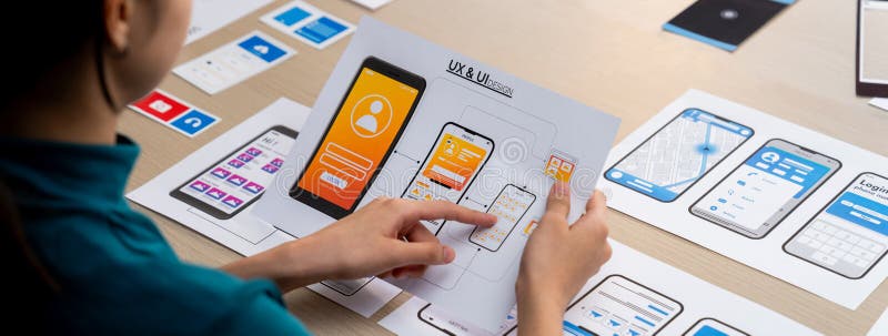 Panorama Banner of Startup Company Employee Planning on User Interface ...