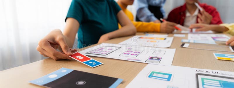 Panorama Banner of Startup Company Employee Planning on User Interface ...