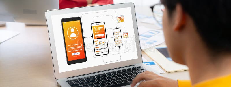 Panorama Banner of Startup Company Employee Planning on User Interface ...