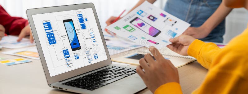 Panorama Banner of Startup Company Employee Planning on User Interface ...