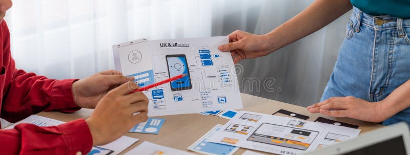 Panorama Banner of Startup Company Employee Planning on User Interface ...