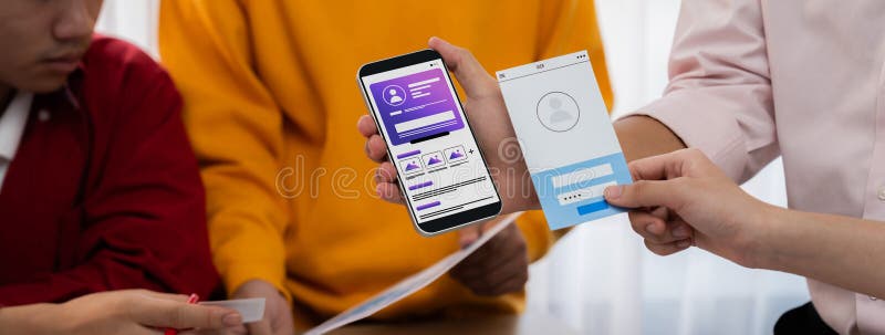 Panorama Banner of Startup Company Employee Planning on User Interface ...