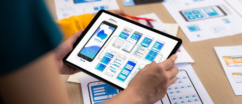Panorama Banner of Startup Company Employee Planning on User Interface ...
