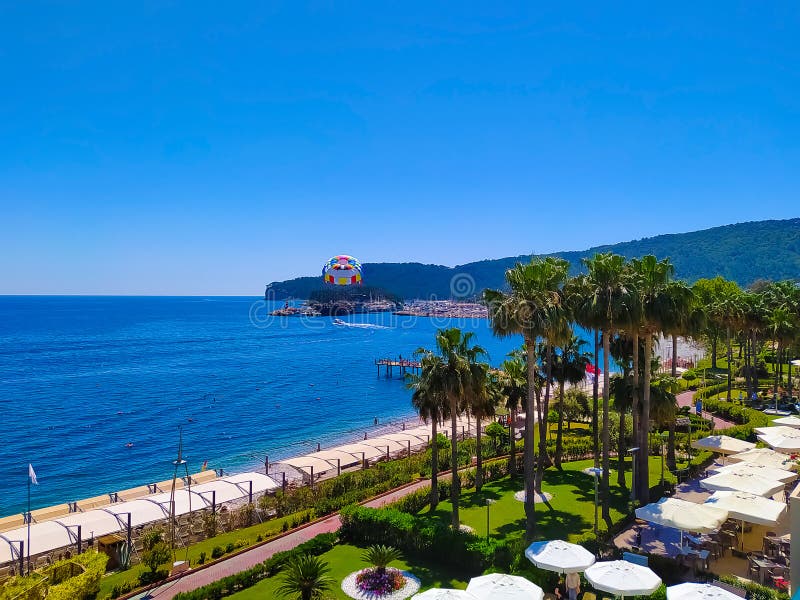 Panorama of Beach at Kemer, Antalya, Turkey Stock Photo - Image of ...