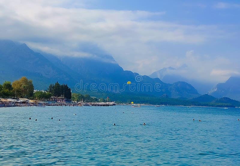 Panorama of Beach at Kemer, Antalya, Turkey Stock Photo - Image of ...