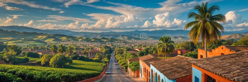 Panorama of the Beautiful City Salento Colombia Stock Illustration ...