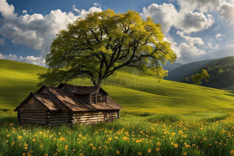 Panorama of Beautiful Countryside, Landscape Stock Illustration ...