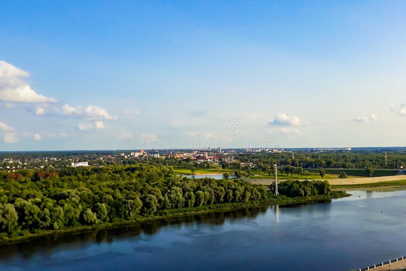 Panorama of a Beautiful River and City Promenade Stock Image - Image of ...