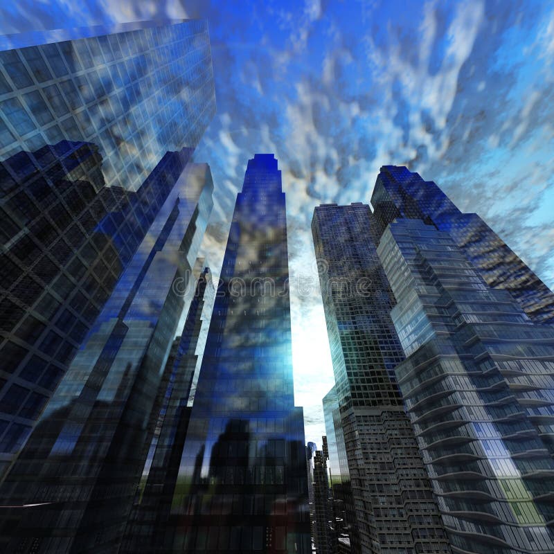 Panorama of Beautiful Skyscrapers Against the Sky with Clouds Stock ...