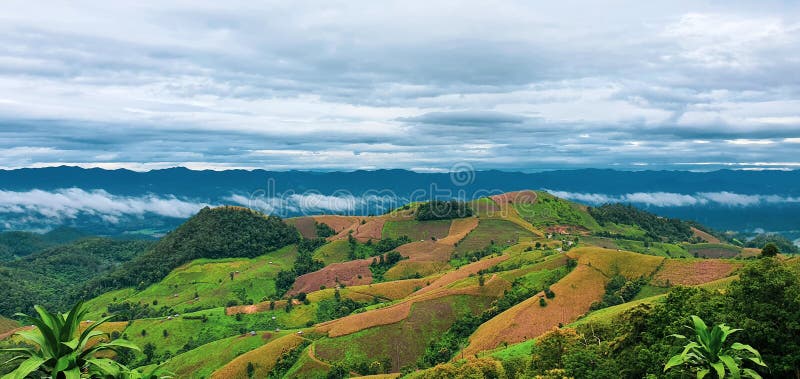 Panorama of Beautiful View on Hills Stock Image - Image of autumn ...