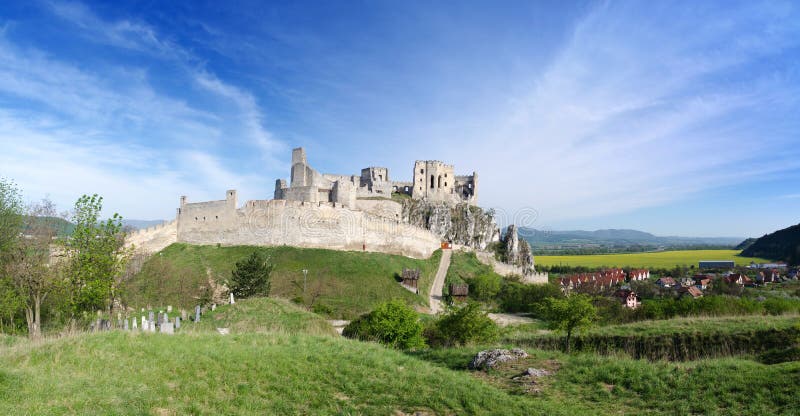 Panorama of Beckov castle stock photo. Image of slovakia - 24660064