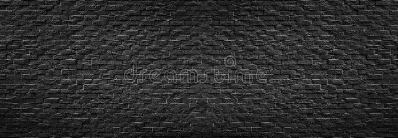 Panorama Black Stone Brick Wall Texture Stock Photo - Image of ...