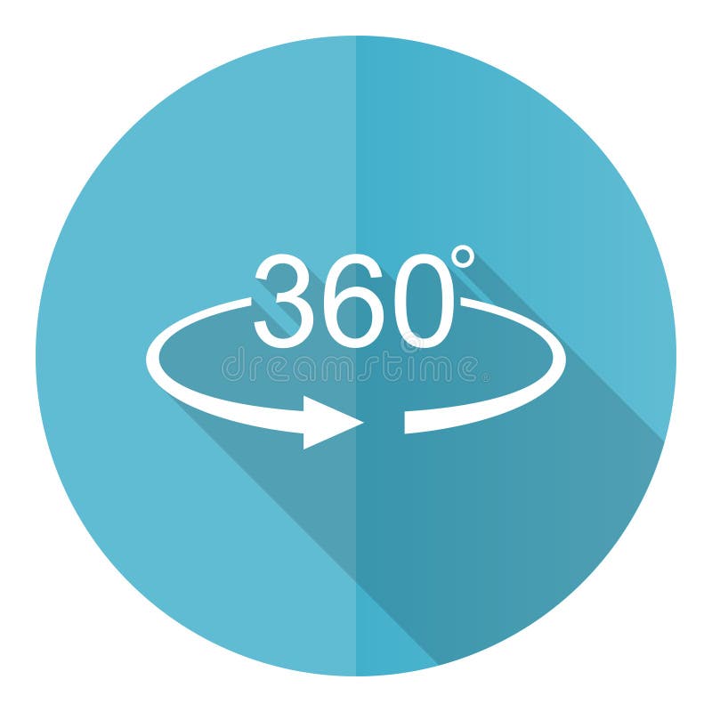 Panorama 360 Blue Round Flat Design Vector Icon Isolated on White ...