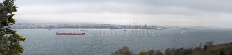 Panorama of the Bosphorus River in Istanbul Stock Image - Image of ...