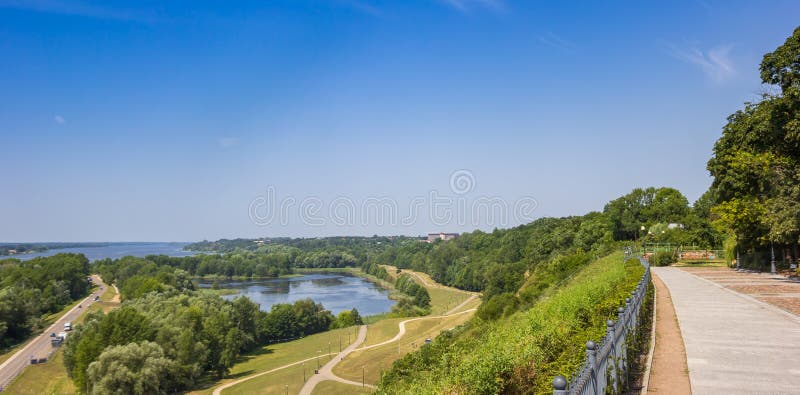 Panorama of the Boulevard on the Hill at the Wisla River in Plock Stock ...