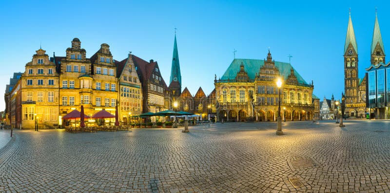 Panorama of Bremen Market Square, Germany Stock Image - Image of ...