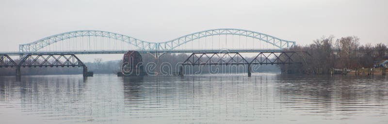 Panorama of a Bridge Over the Connecticut River Stock Image - Image of ...