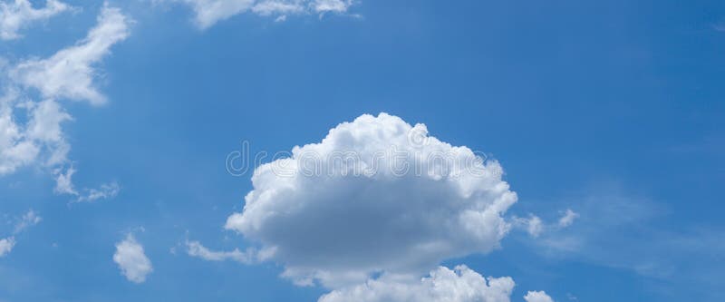 Panorama of Bright Blue Sky with White Clouds Floating in a Wide View ...