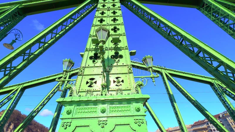 Cable-stayed Support Column of Liberty Bridge, Budapest, Hungary Stock ...