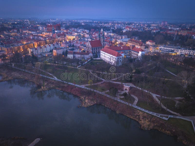 Panorama of Brzeg stock image. Image of cityscape, landscape - 181960489