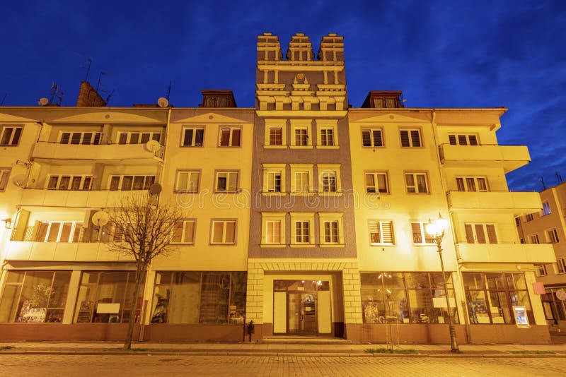 Panorama of Brzeg stock photo. Image of illuminated - 181960392