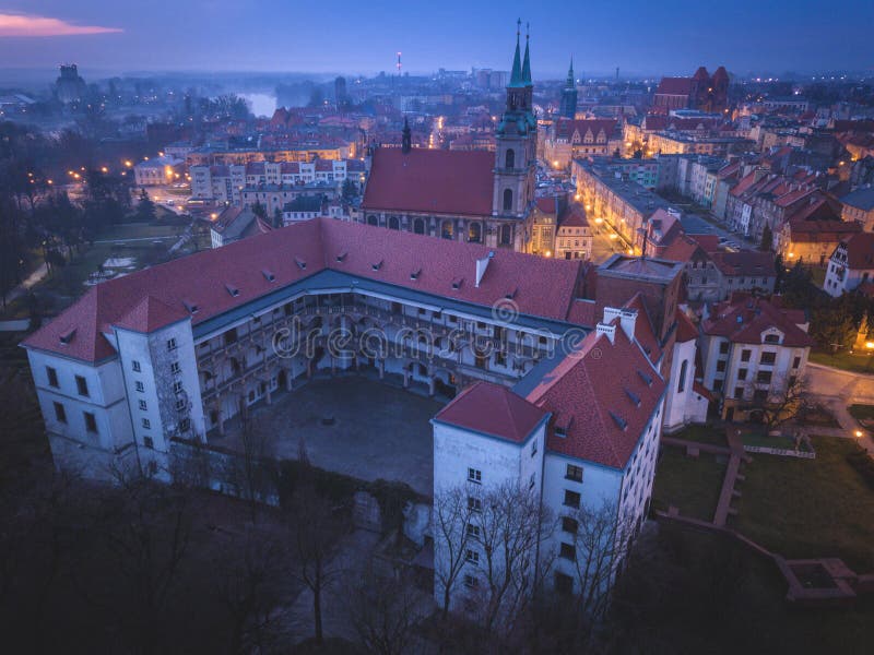 Panorama of Brzeg stock image. Image of nature, illuminated - 181960471