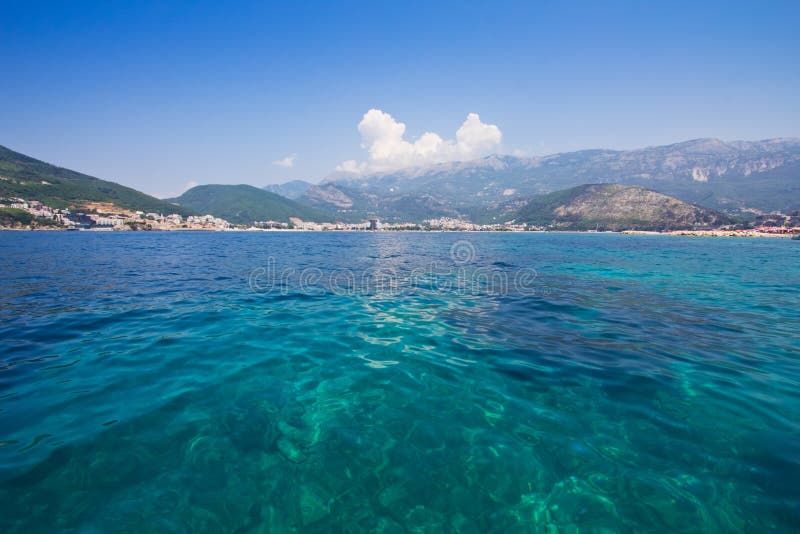 Panorama of Budva View from the Sea Stock Photo - Image of resort ...