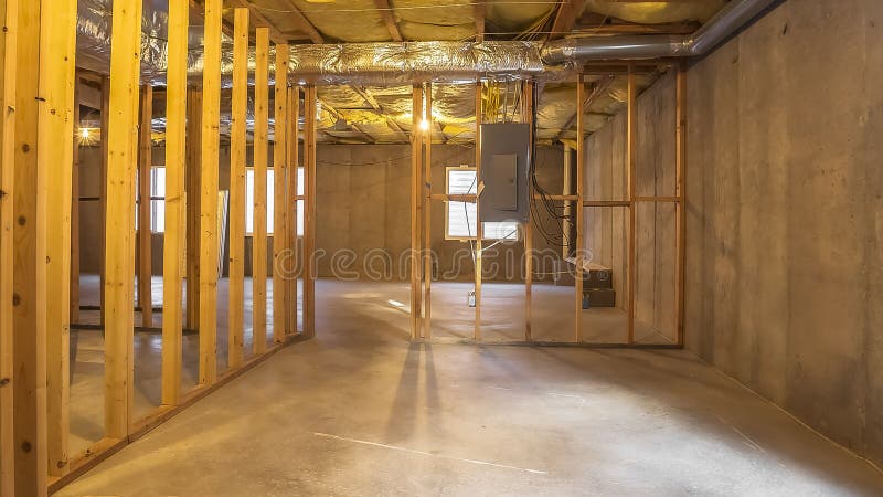 Panorama Building Interior Under Construction with an Electrical ...