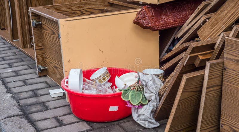 Panorama Bulky Garbage Collection at a Flat Resolution Stock Photo ...