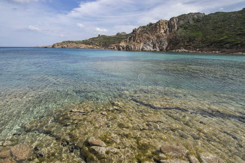 Panorama of Cala Sambuco in Sardinia Stock Photo - Image of cala ...