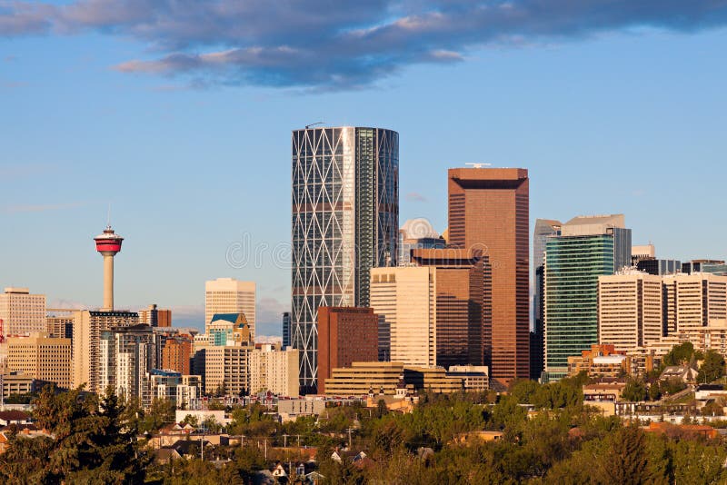 Panorama of Calgary and Rocky Mountains Stock Image - Image of blue ...