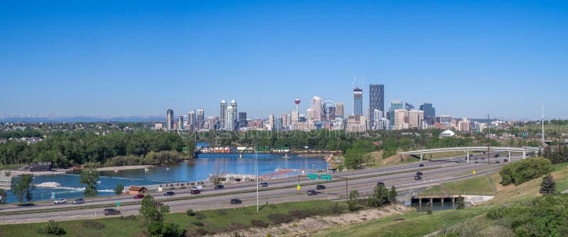 Panorama of Calgary and Rocky Mountains Stock Photo - Image of rocky ...