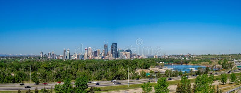 Panorama of Calgary and Rocky Mountains Stock Photo - Image of built ...