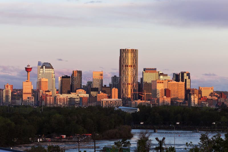 Panorama of Calgary and Rocky Mountains Stock Image - Image of blue ...