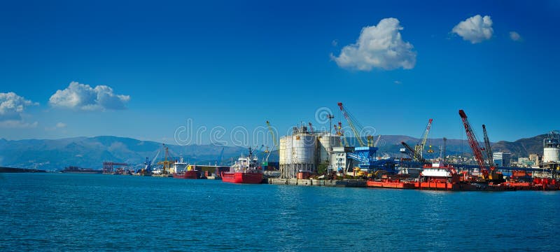 Panorama of Cargo Terminals Genoa Port Editorial Photography - Image of ...