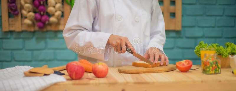 Panorama of Chef Use a Knife Were Precise and Deliberate Showing Her ...