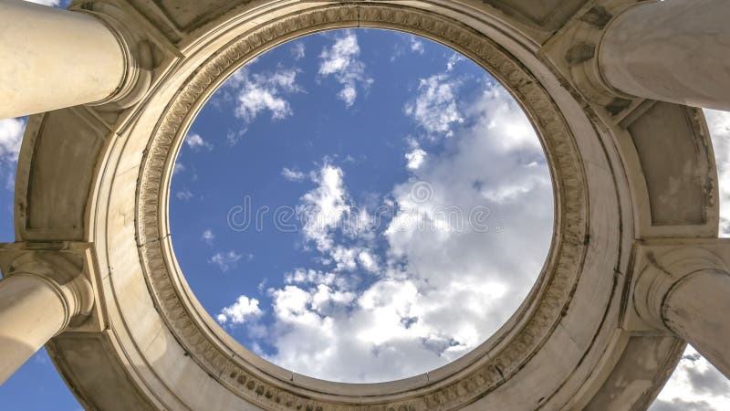 Panorama Circular Structure Supported by Huge Columns Viewed on a Sunny ...