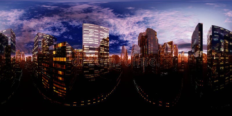 Panorama of the city. HDRI stock illustration. Illustration of ...