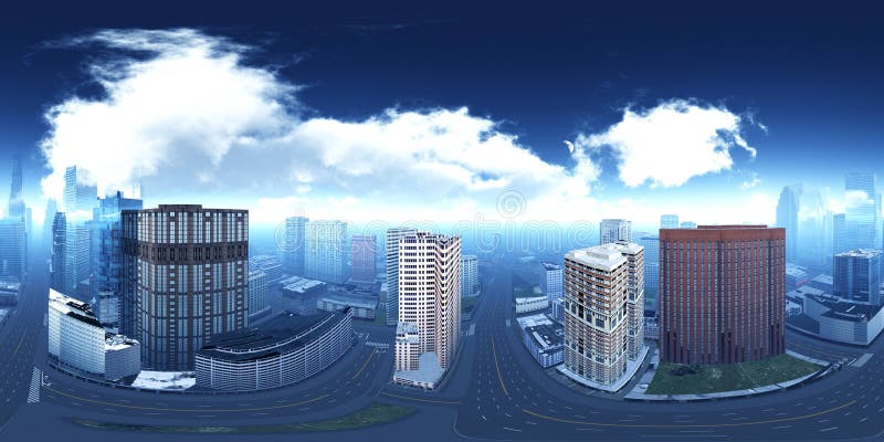 Panorama of the city. HDRI stock illustration. Illustration of chicago ...