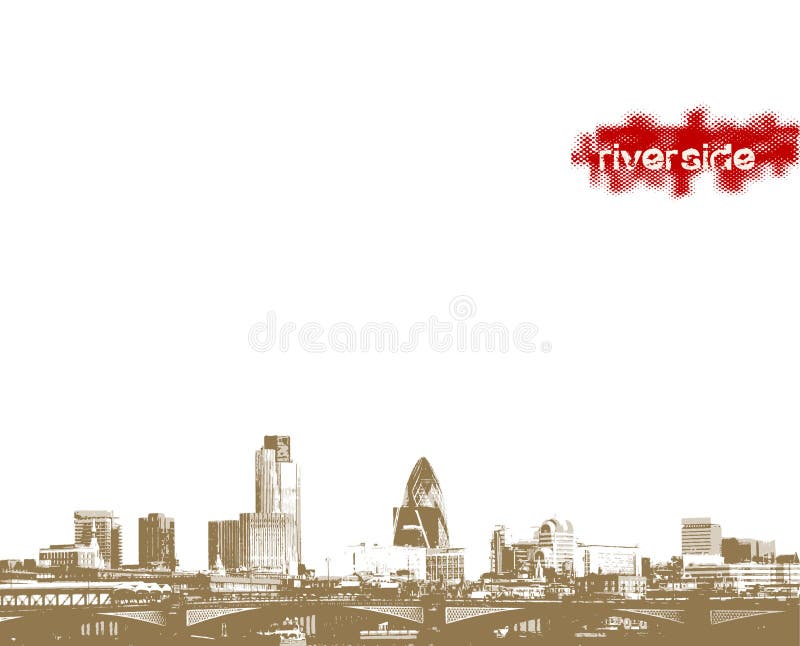 City on the Riverside. Vector Stock Vector - Illustration of drawing ...