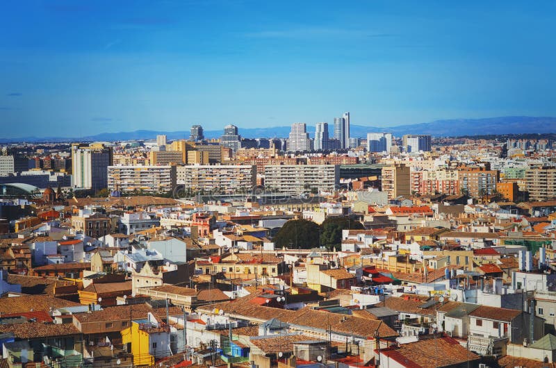 Panorama of Valencia City stock photo. Image of travel - 58556450