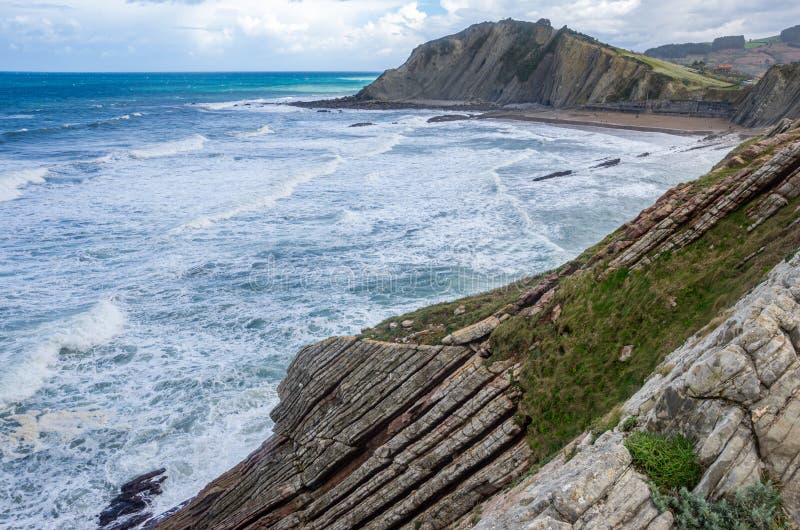 Panorama of the Cliffs and the Flysch of Zumaia, Basque Country Stock ...