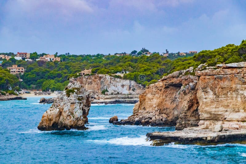 Panorama Cliffs Landscape Bay of Cala Santanyí in Mallorca, Spain Stock ...