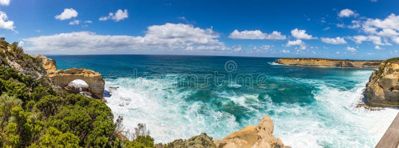 Panorama Cliffs Rock Formation Arch Along Great Ocean Road Australia ...
