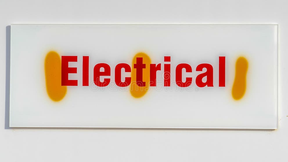 Panorama Close Up of an Electrical Sign Board Against a White Wall ...