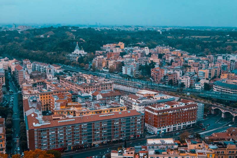 Panorama of the Cloudy City of Rome Stock Image - Image of historical ...
