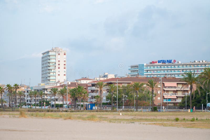 Panorama of the Coast at Coma Ruga Beach in Tarragona, Spain Editorial ...