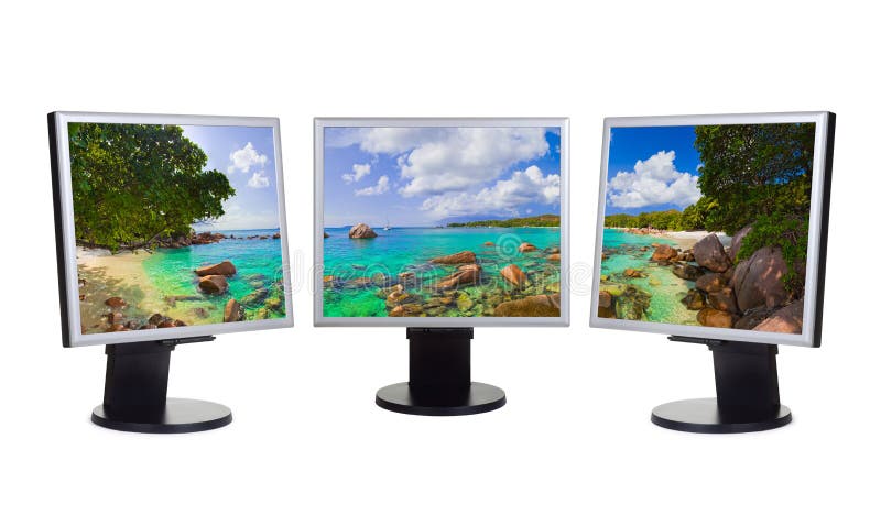 Panorama of Coast on Computer Screens Stock Image - Image of cloud ...